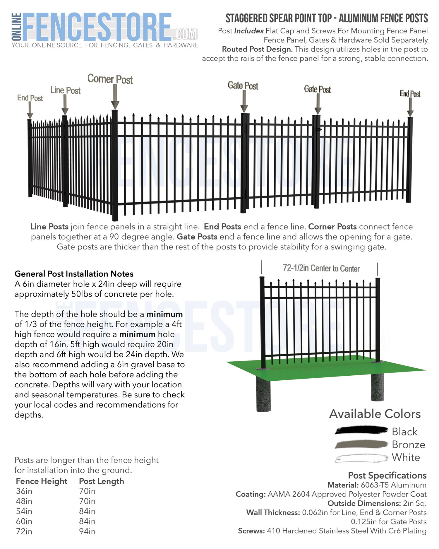 Aluminum Fence Posts From Online Fence Store