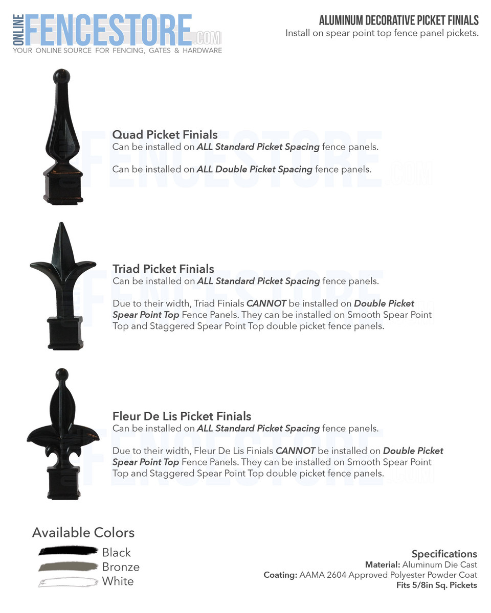 Aluminum Decorative Picket Finials