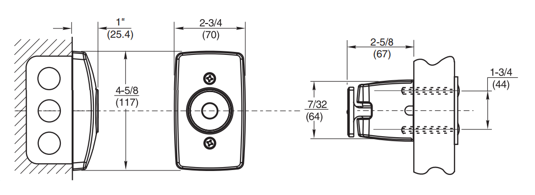 Rixson 998M Electromagnetic Door Holder/Release, Wall Mounted