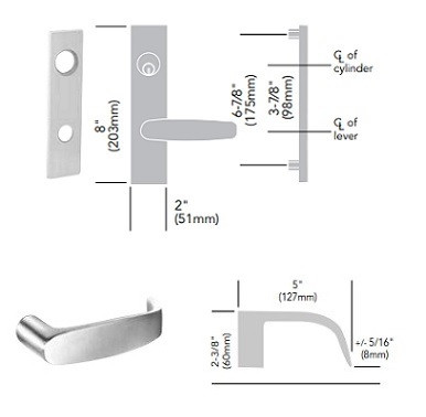 Sargent 8205 LW1L Office or Entry Mortise Lock