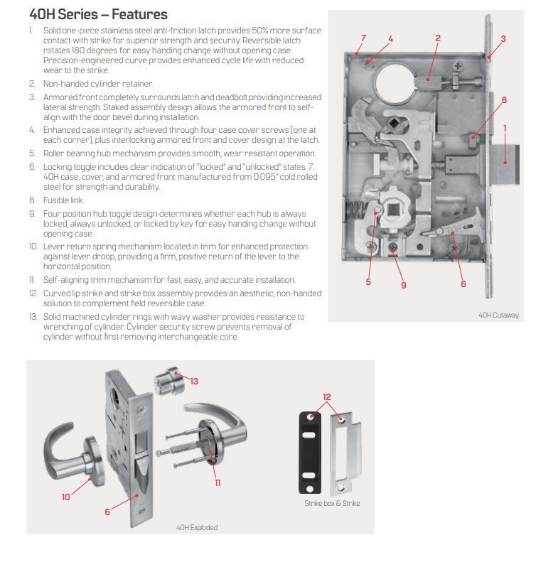 BEST 45H7WD Grade 1 Deadlock Mortise Lock