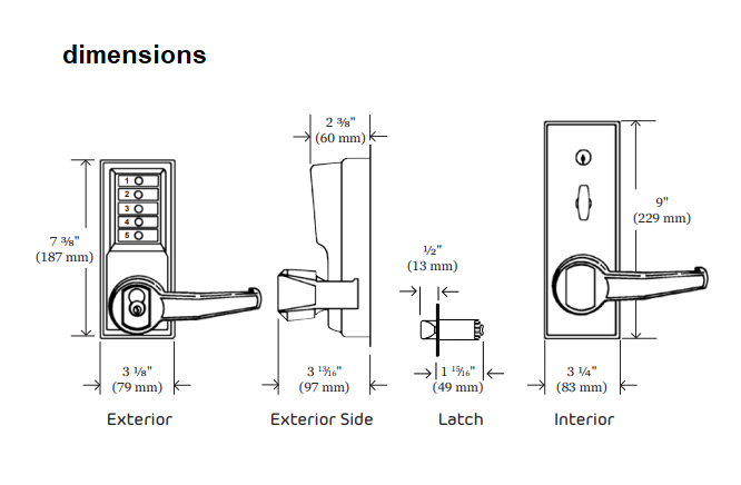 Kaba Simplex LL1011 Pushbutton Lock, LH & LHR Doors