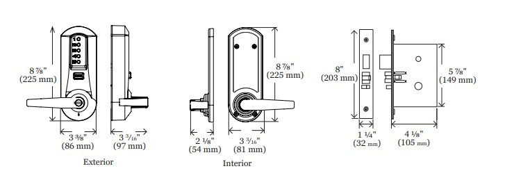 Kaba Simplex 5066BWL Pushbutton Mortise Lever Lock, Accepts Best SFIC