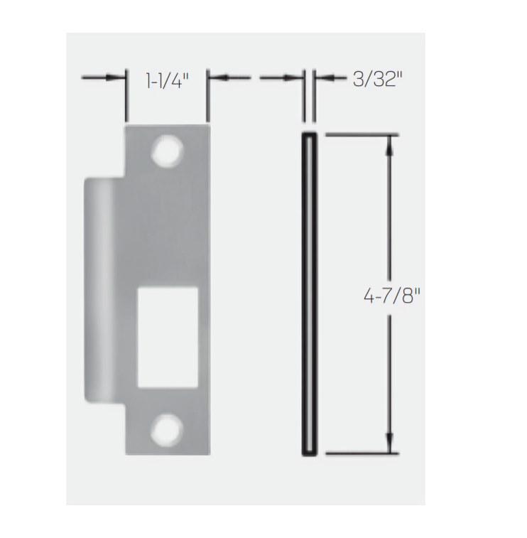 PHI S982 630 Standard Mortise Strike, Curved Lip, Single Door, Satin ...