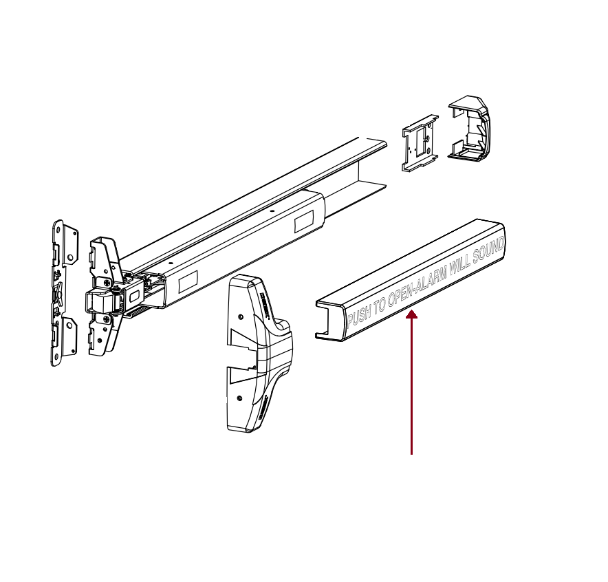 Detex 105417-2 Pushpad Wrap, 48 Inch, Red