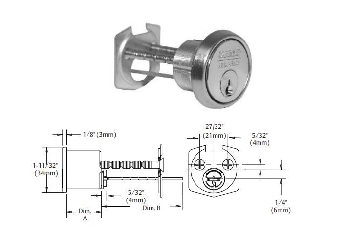 Sargent 34 LA Rim Cylinder, LA Keyway