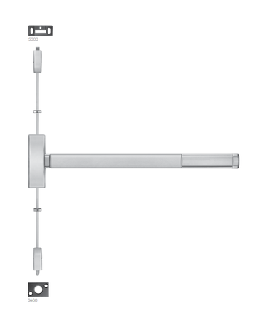 PHI Precision FL2201 Fire Rated Surface Vertical Rod Exit Device, Exit Only