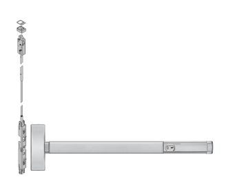 PHI Precision 2801LBRCD Cylinder Dogging Concealed Vertical Rod Exit ...