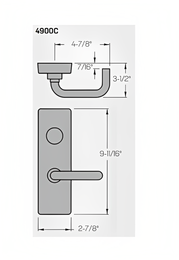 PHI Precision 4902C Wide Stile Dummy Trim, "C" Lever Design