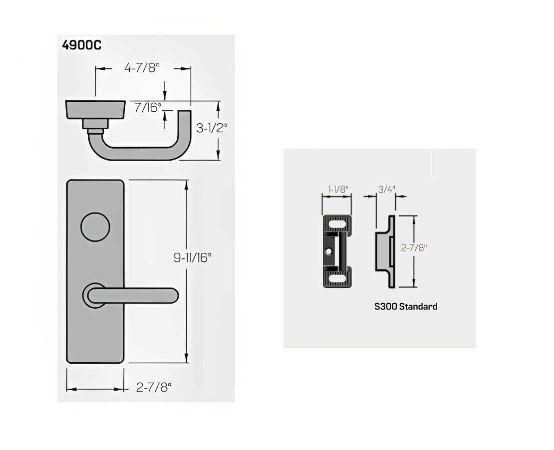 PHI Precision 2108 4908C Rim Exit Device with 4908C Trim, Key Controls ...