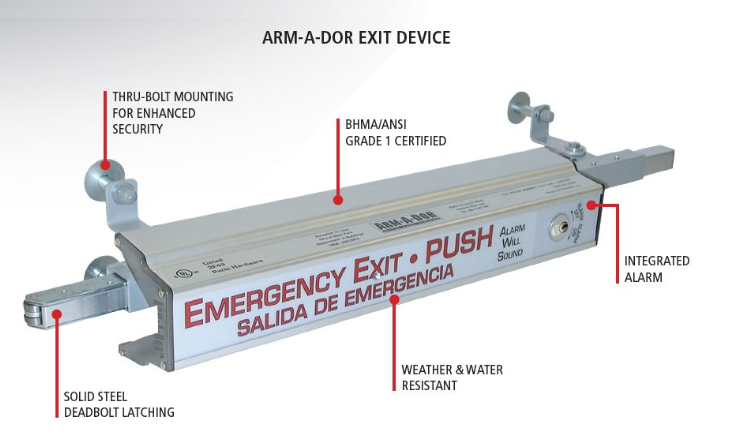 Precision Arm-A-Dor A101-F02 Fire Rated Security Exit Device, Automatic ...