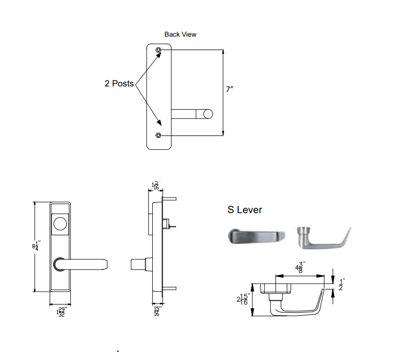 Detex 08BN Key Locks/Unlocks Outside Lever Trim for Value Series Devices