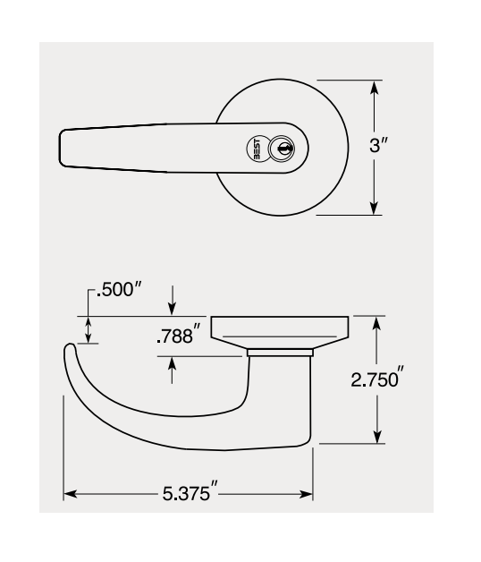 BEST 9K37G14DS3 Grade 1 Storeroom Cylindrical Lever Lock