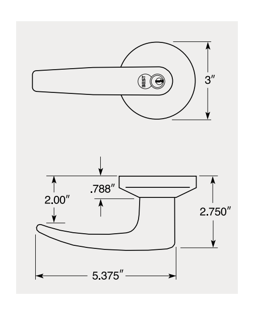 BEST 9K37YD16DS3 Grade 1 Exit Cylindrical Lever Lock