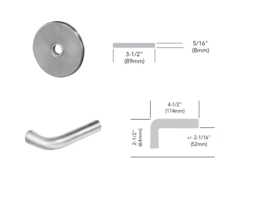 Sargent TR-8237 LW Classroom Mortise Trim Pack, L Rose, W Lever