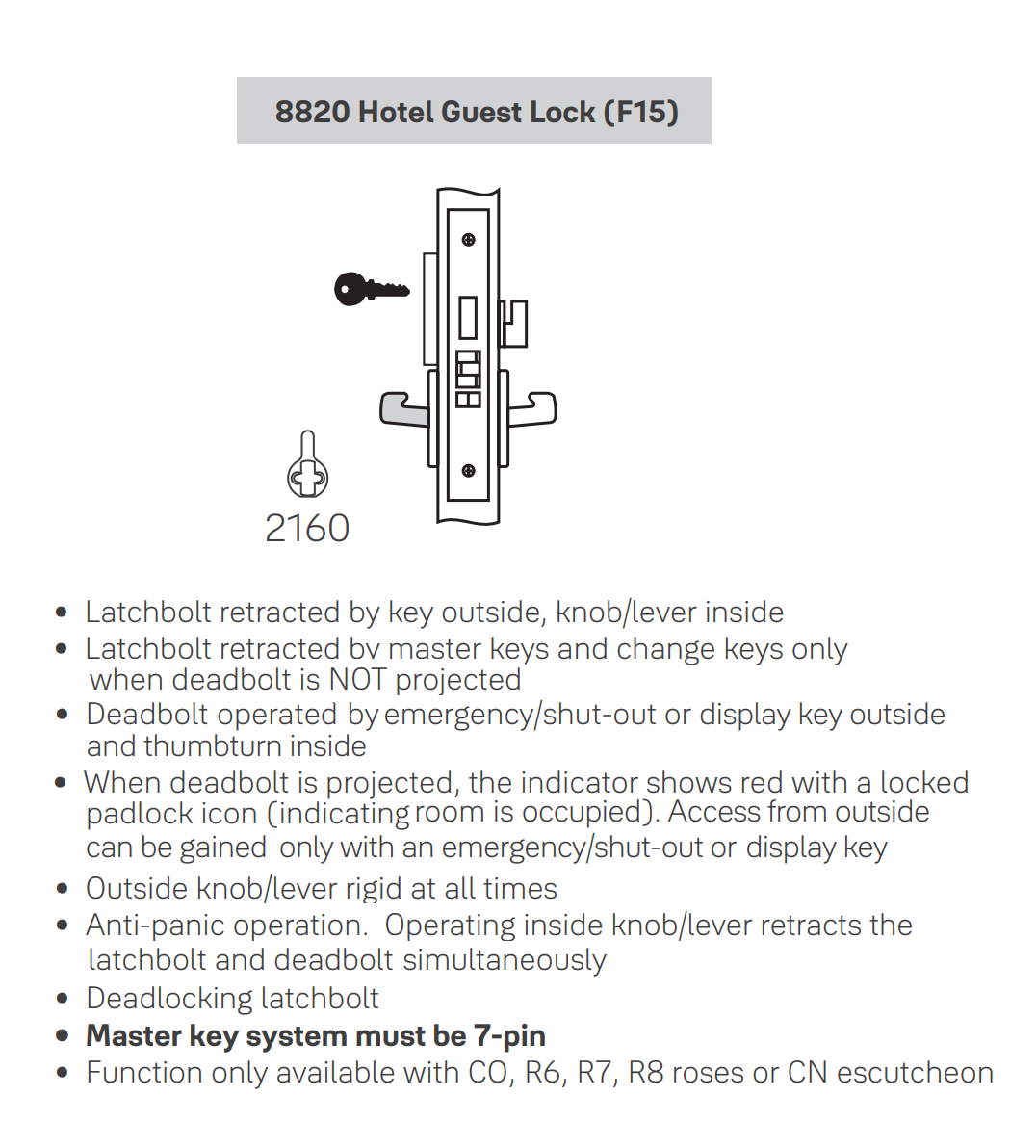Accentra (Yale) LBDY8820FL Hotel Guest Mortise Lever Lock, Body Only