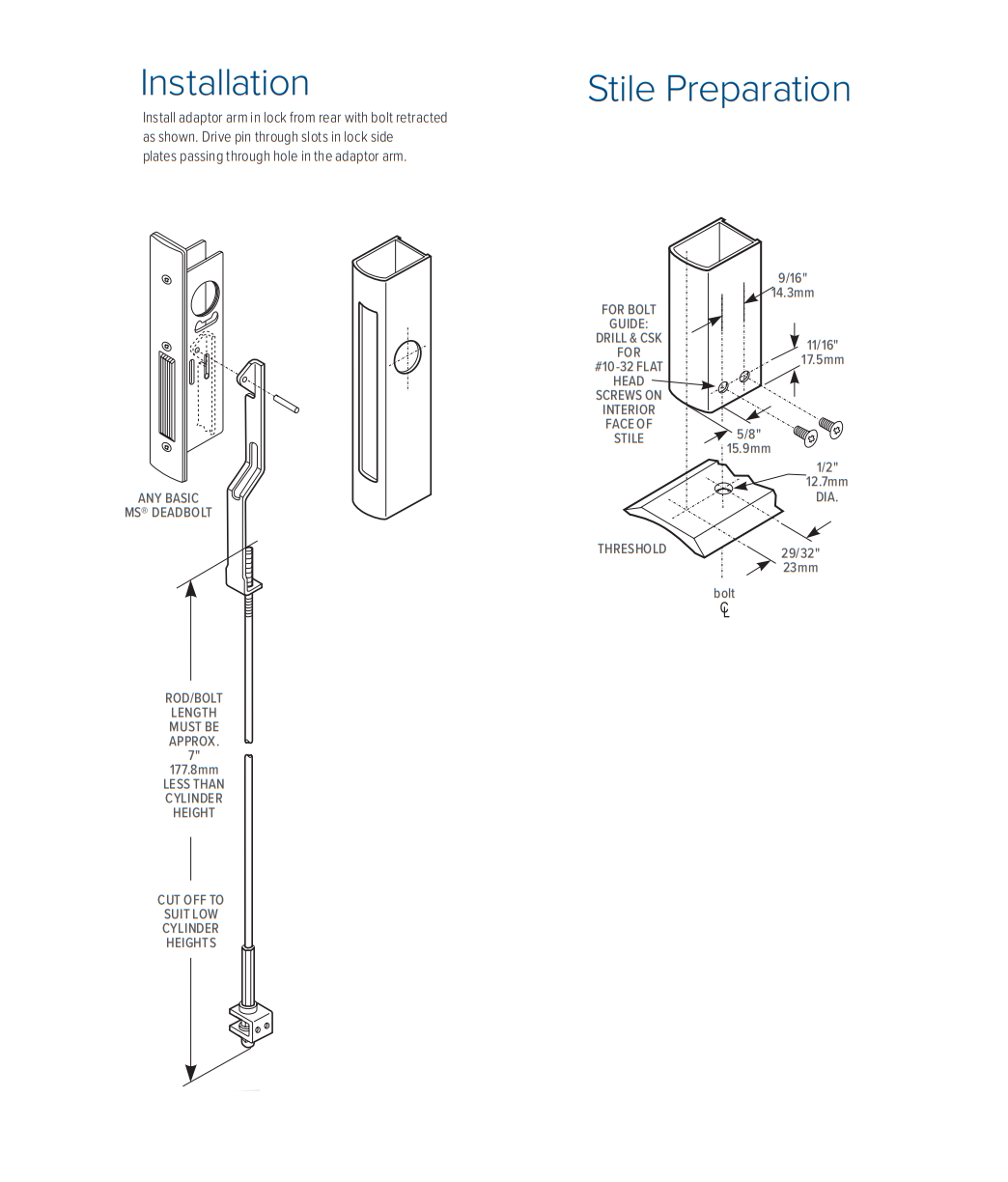 Adams Rite 4015-18-IB Threshold Bolt