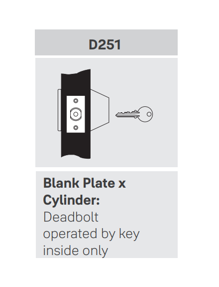 Accentra (Yale) B-D251 Blank Plate x Cylinder Deadbolt, Accepts SFIC, 2 ...