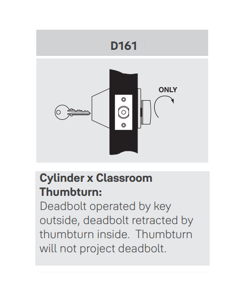 Accentra (Yale) D161 Cylinder x Classroom Thumbturn Deadbolt, 2-3/8 ...