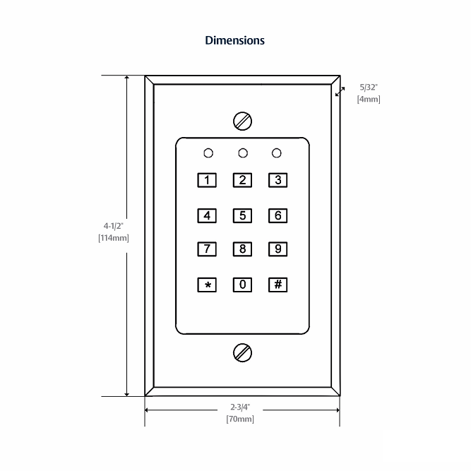 Securitron DK-12 Digital Keypad System with Illuminated Keys, Single Gang