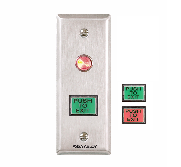 Securitron PB3AN 1" x 3/4" Illuminated "Push to Exit" Button, Alternate ...