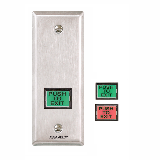 Securitron PB3EAN 1" x 3/4" Non-Illuminated "Push to Exit" Button ...