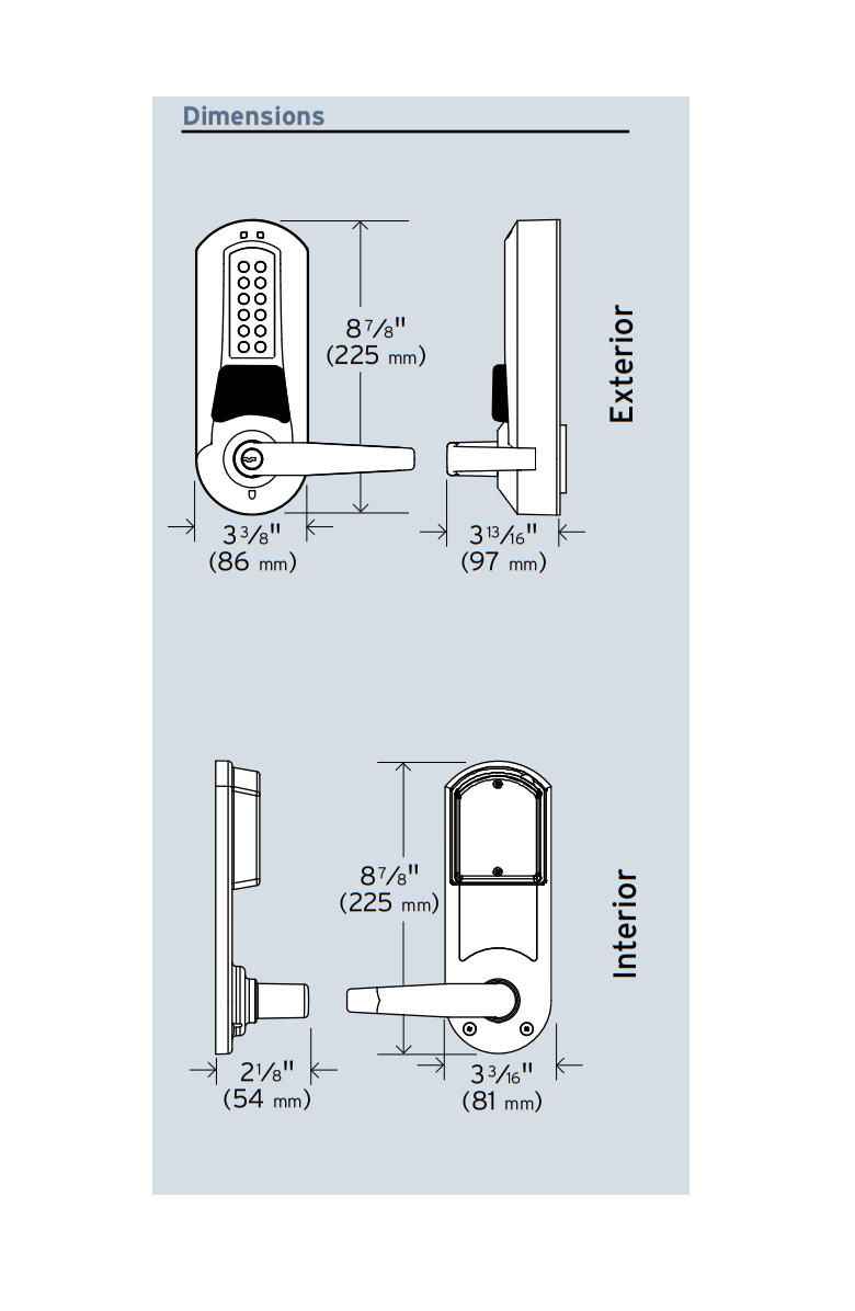 Dormakaba E-Plex E5731 Electronic Pushbutton Cylindrical Prox Lock w/ 2-3/4" Backset