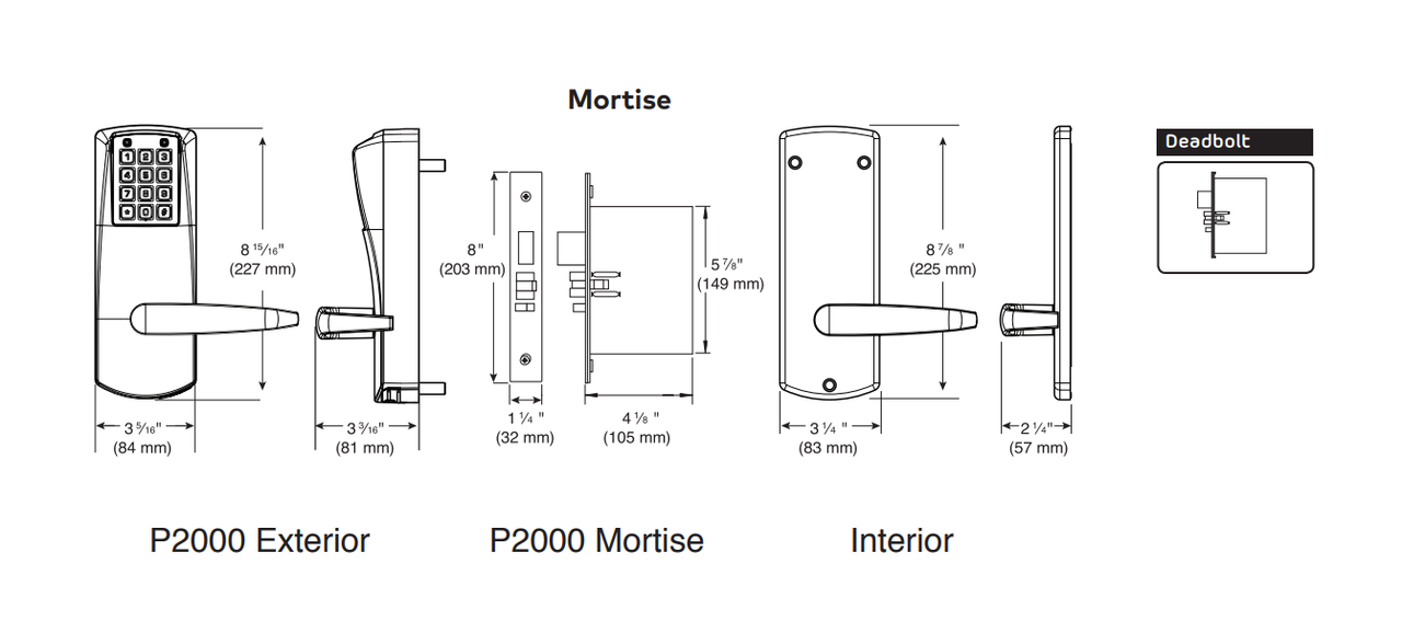 Dormakaba PowerPlex P2067BLL Electronic Pushbutton Mortise Lock w ...