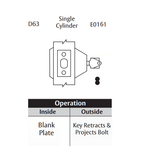 Arrow D63 Grade 1 Cylinder x Blank Plate Deadbolt