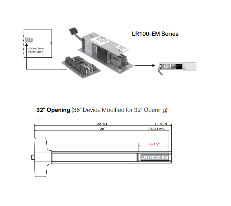 SDC LR100YDK-EM QuietDuo Retrofit Electric Latch Retraction Kit w ...