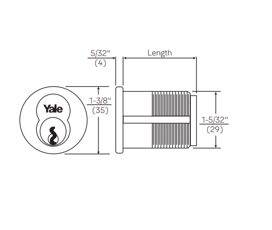 Accentra (Yale) 2197 1-11/16" 7-pin LFIC Mortise Cylinder w/ Core