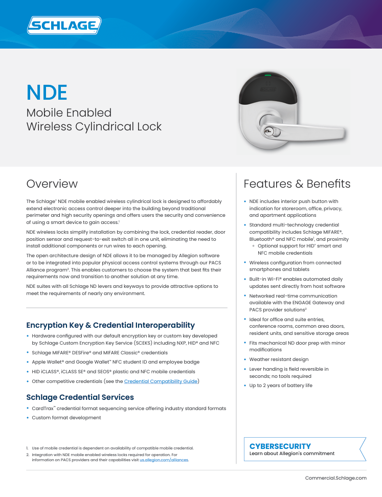 Schlage Electronics NDEB LAT Mobile Enabled Wireless Cylindrical Lever ...