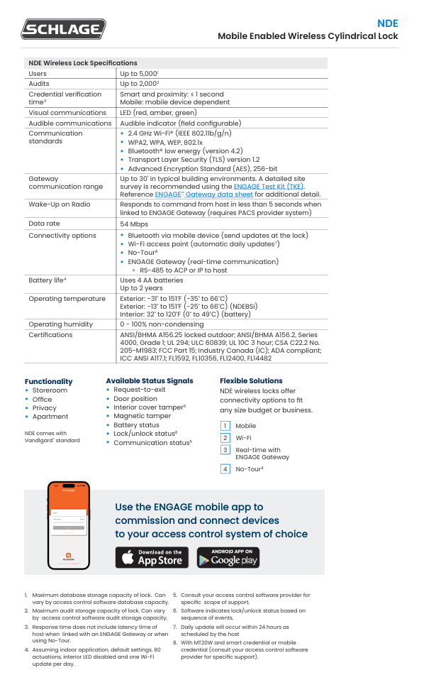 Schlage Electronics NDEB RHO Mobile Enabled Wireless Cylindrical Lever ...