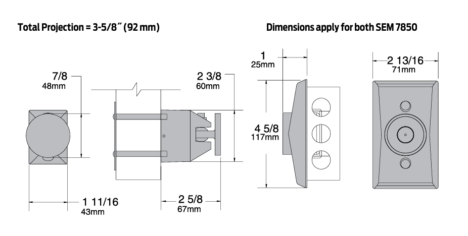 LCN SEM7850 Recessed Wall Mount Magnetic Door Holder, Standard Profile ...