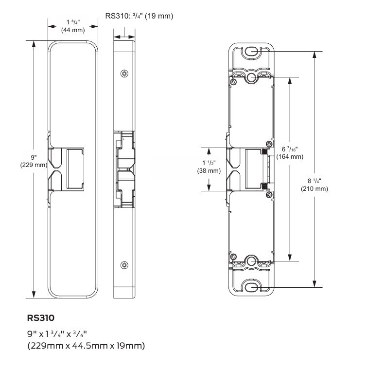 Locknetics RS310 Electric Rim Strike, 3/4" Depth, Surface Mounted