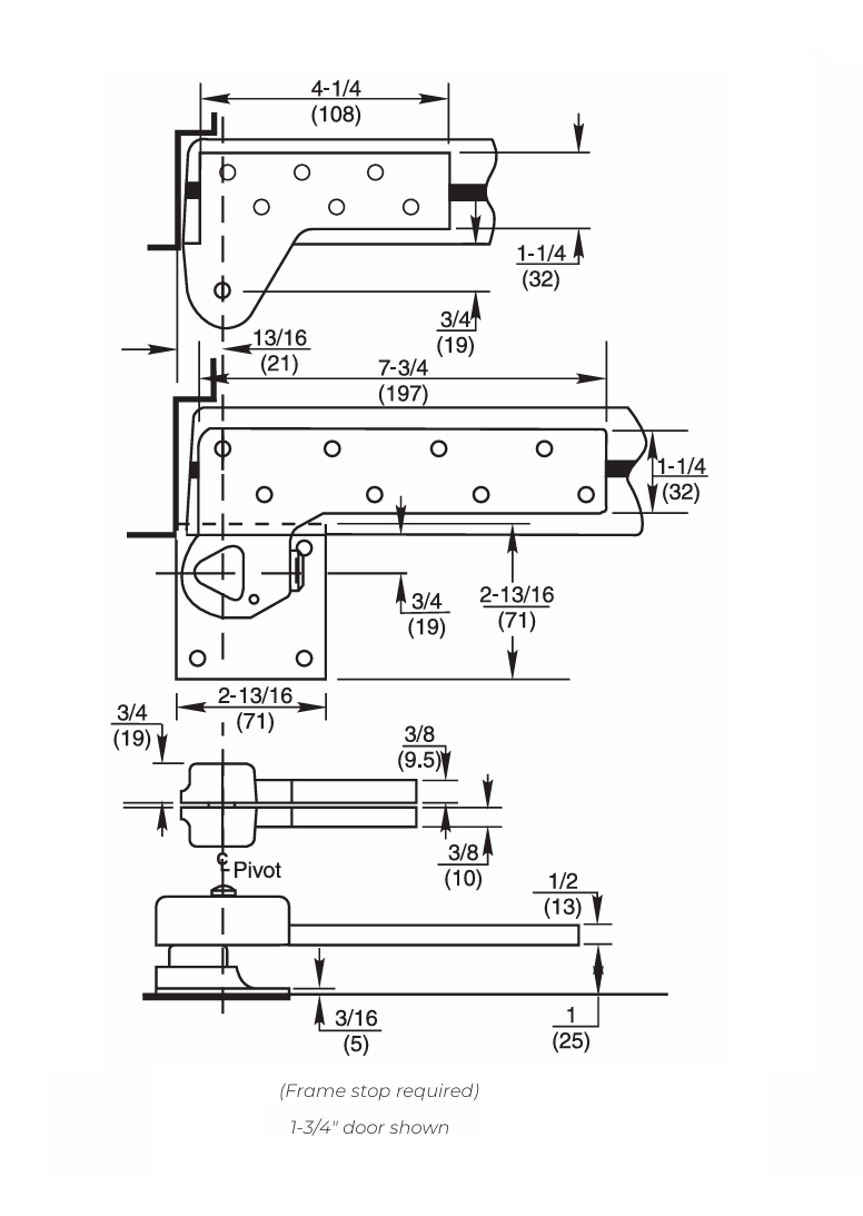 Rixson L147 3/4" Offset Hung Pivot, Includes 180 Top Pivot, 800lbs Max ...