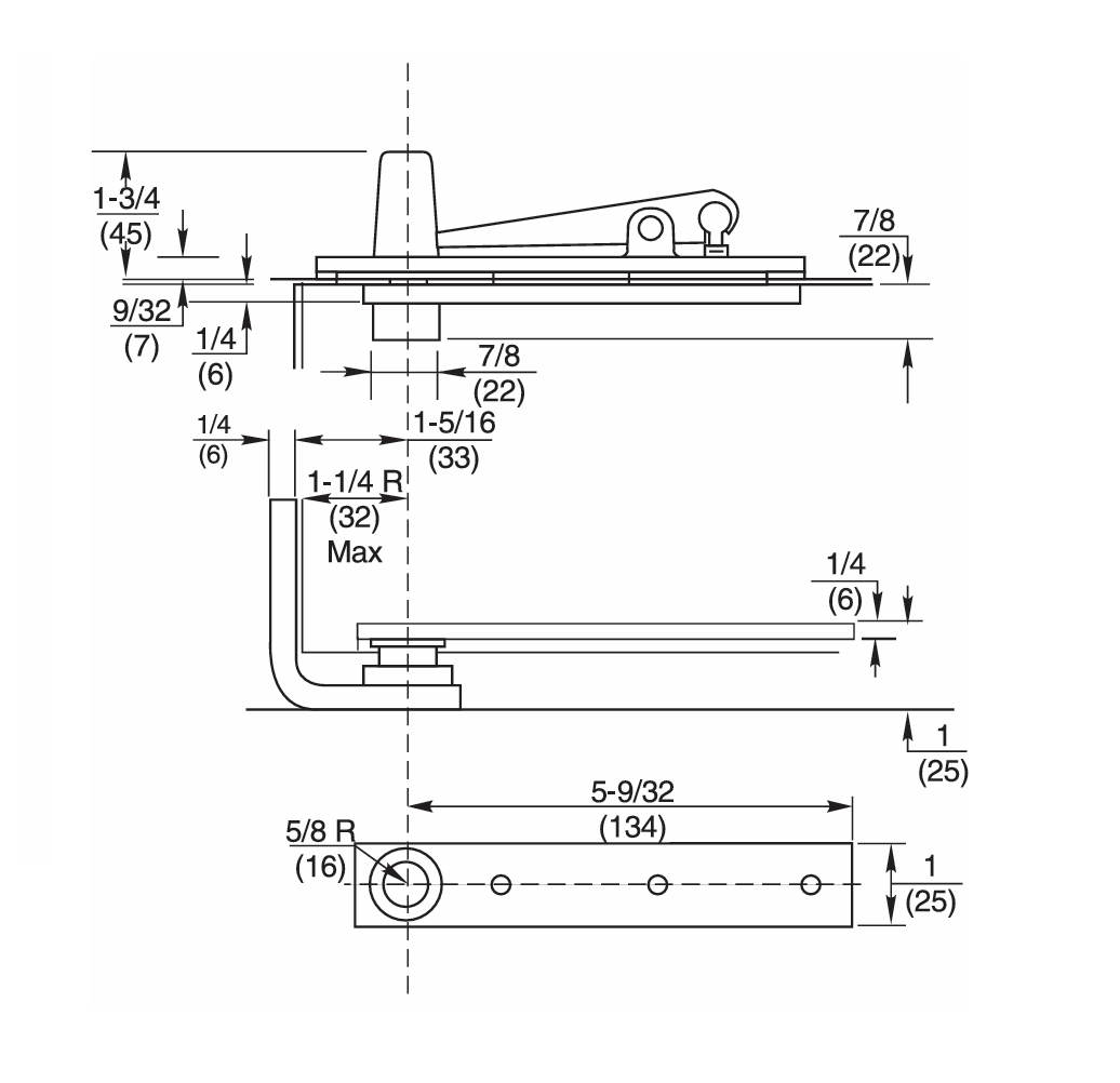 Rixson 127-3/4 Center Hung Side Jamb Attached Pivot, Includes 320 Top ...