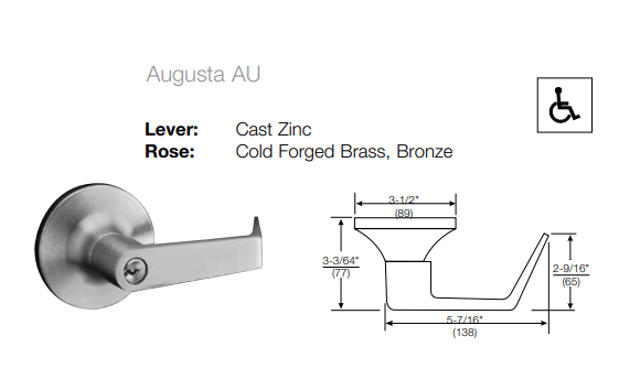 Accentra (Yale) AU5408LN Grade 1 Classroom Cylindrical Lever Lock