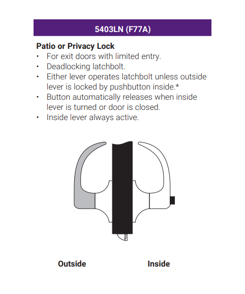 Accentra (Yale) MO5403LN Grade 1 Patio Lever Lock