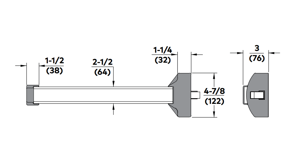 Dorma F8300B 36" Fire Rated Rim Exit Device, Wide Stile Pushpad