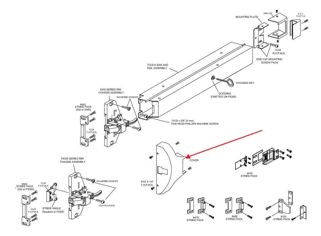 Dorma CHCOV83 Chassis Assembly Cover for 8300 Exit Device