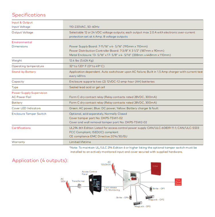 RCI DKPS-4A Power Supply, 120-240 VAC Input at 50/60Hz, 8 Outputs 12 ...