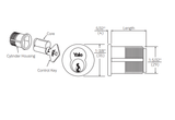 Accentra (Yale) 2196 1-1/2" 6-pin LFIC Mortise Cylinder w/ Core