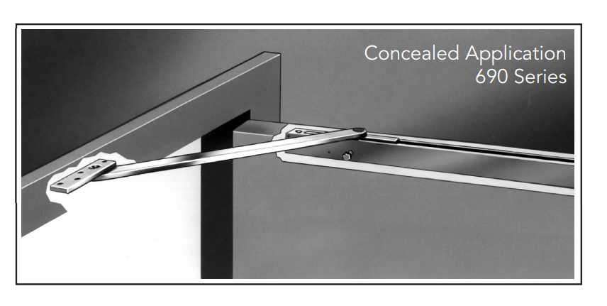 Sargent 698S Heavy Duty Overhead Concealed Mount Stop, 32-5/8" to 39-1/ ...