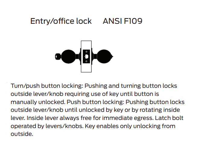 Falcon W511 ELI Grade 2 Entry/Office Cylindrical Knob Lock w/ Elite ...