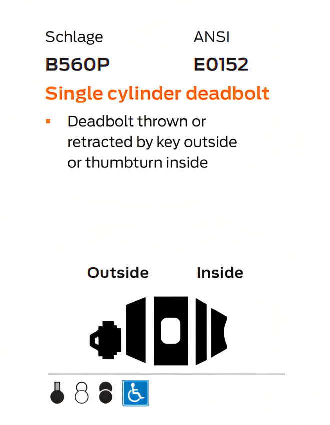 Schlage B560 Single Cylinder Deadbolt