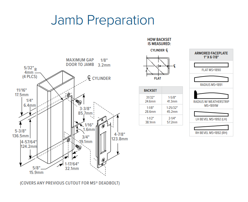 Adams Rite MS+1890 MS Deadlock/Deadlatch w/ Flat Faceplate
