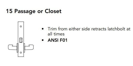 Sargent 8215 LNL Passage or Closet Mortise Lock