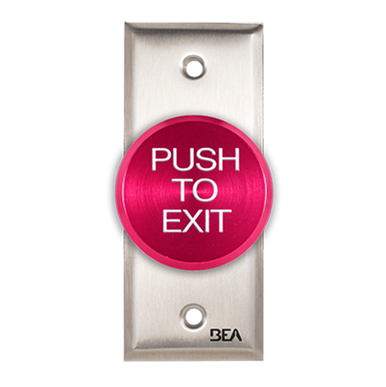 BEA 10ACPBDA1 Pneumatic Pushbutton, Jamb plate w/ 2" Red button, "Push ...
