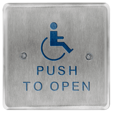 BEA 10PBS451 4-1/2" Square Stainless Steel Push Plate w/ Blue Handicap ...